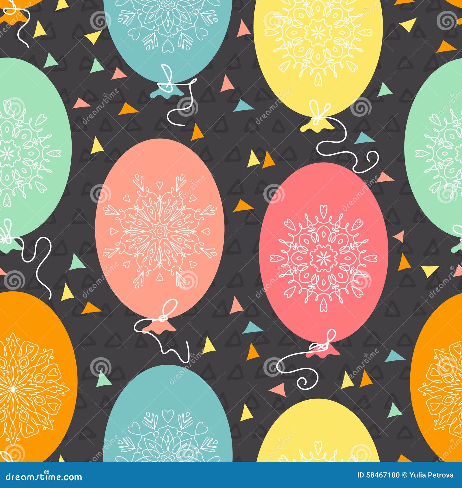 Seamless Pattern with Balloons Stock Vector - Illustration of gift ...