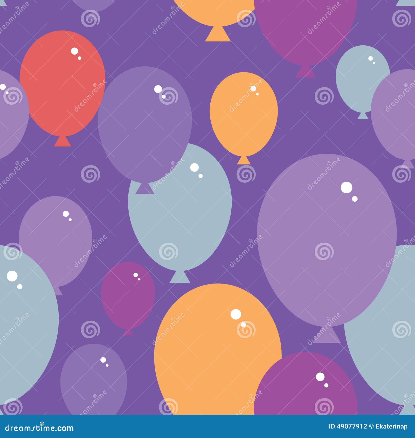 Seamless Pattern with Balloons. Purple, Pink, Blue, Orange Background ...
