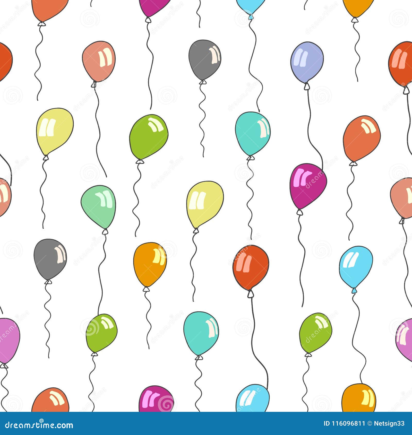 Seamless Pattern of Balloons in Various Colors Stock Vector ...