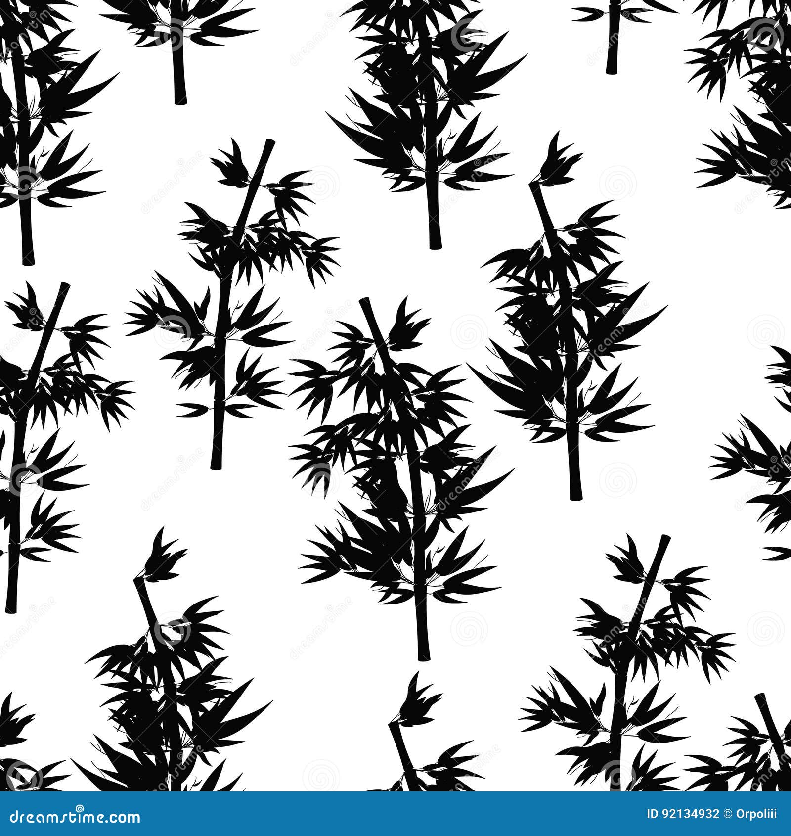 Seamless Pattern Bamboo Tree Tropical China Japan. Vector Illustration ...