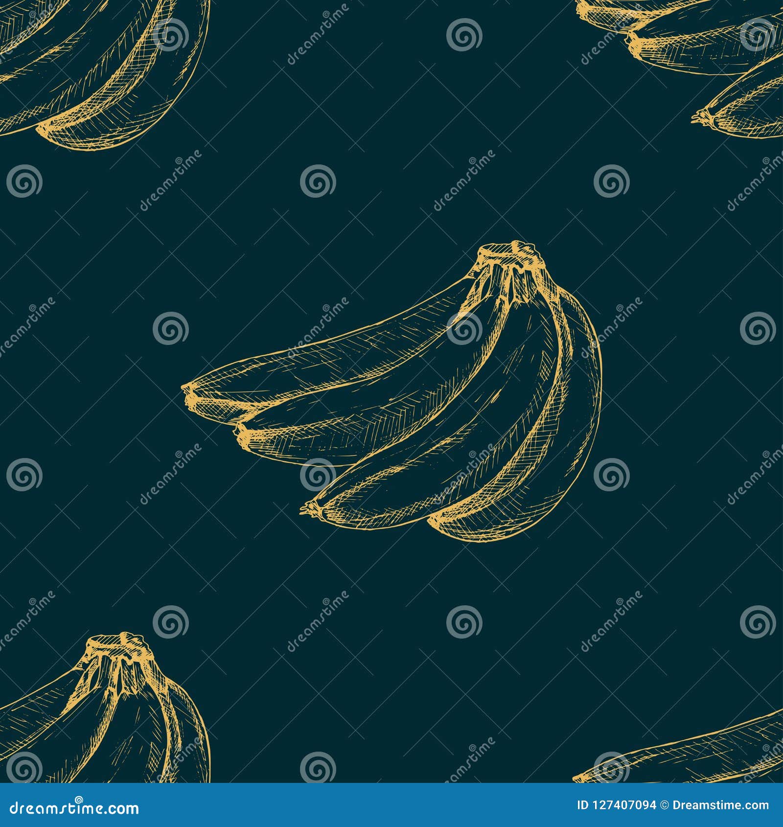Seamless Pattern with Banana. Hand Drawn Illustration Stock ...