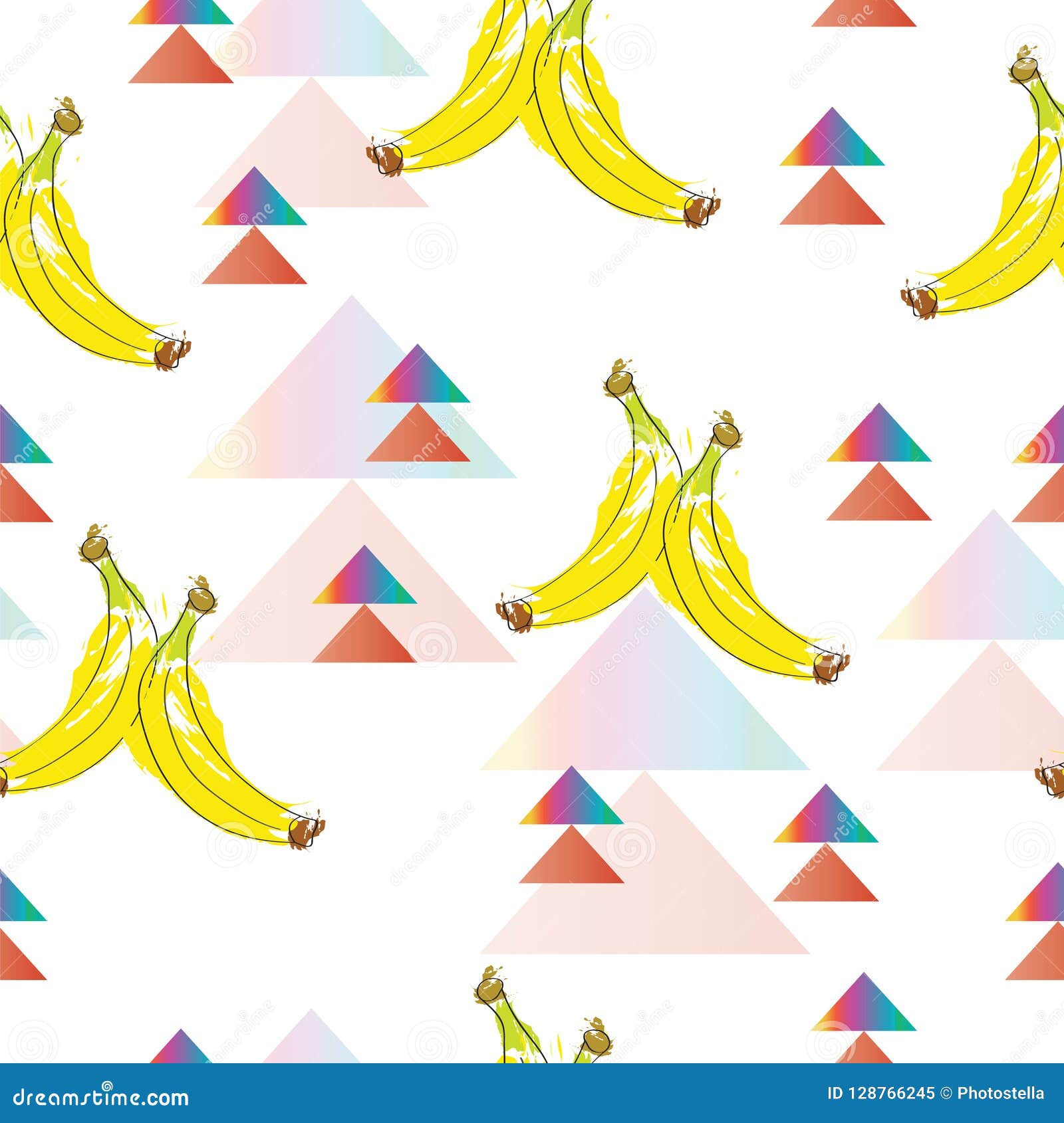 Seamless Pattern with Banana Vector and Abstract Shapes Stock Vector ...