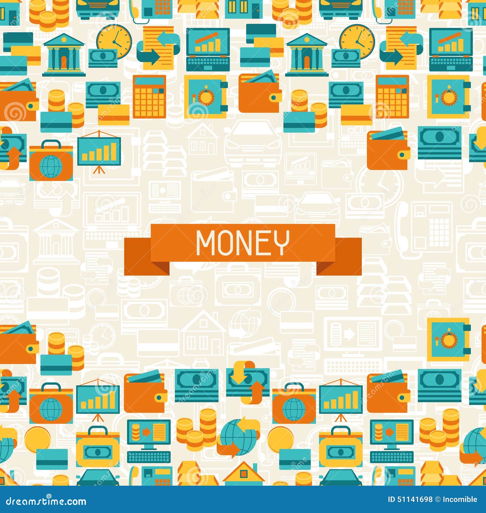 Seamless Pattern of Banking Icons Stock Vector - Illustration of ...