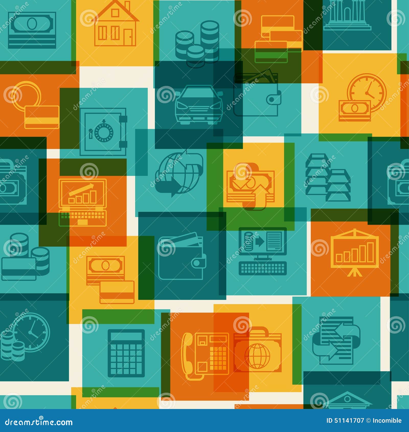 Seamless Pattern of Banking Icons Stock Vector - Illustration of case ...