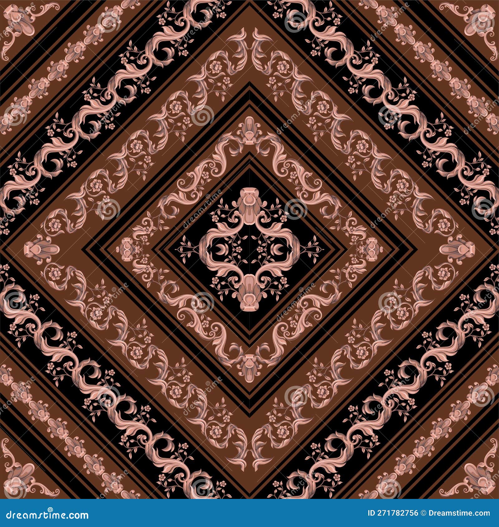 Seamless Pattern with Baroque Elements. Vector. Stock Vector ...