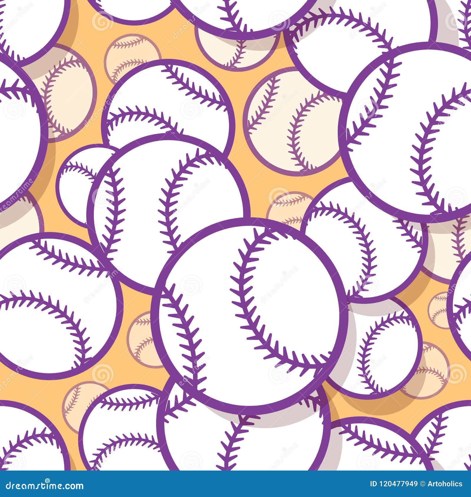 Seamless Pattern with Baseball Softball Ball Graphics. Stock Vector ...
