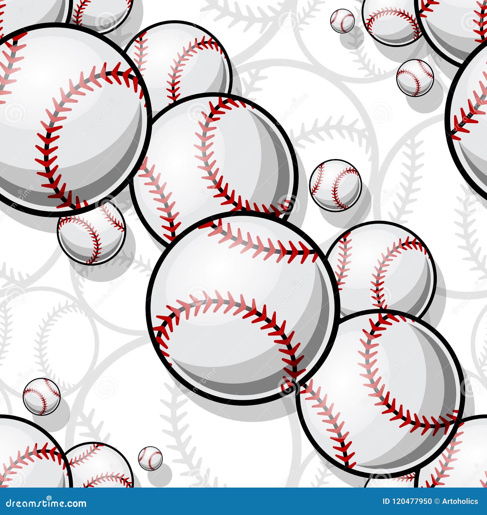 Seamless Pattern with Baseball Softball Ball Graphics. Stock ...