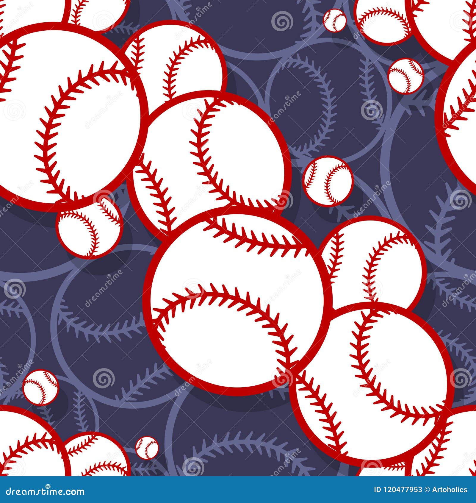 Seamless Pattern with Baseball Softball Ball Graphics. Stock Vector ...