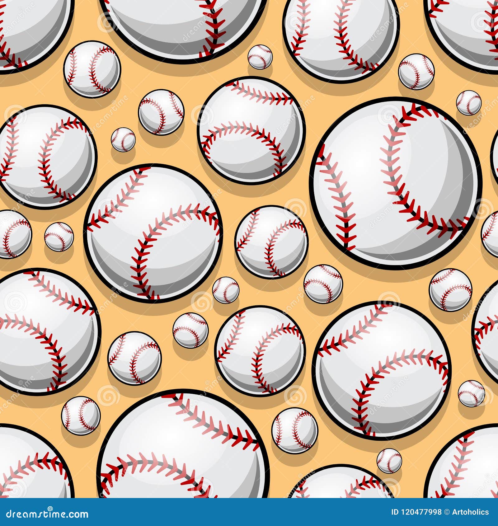 Seamless Pattern with Baseball Softball Ball Graphics. Stock ...