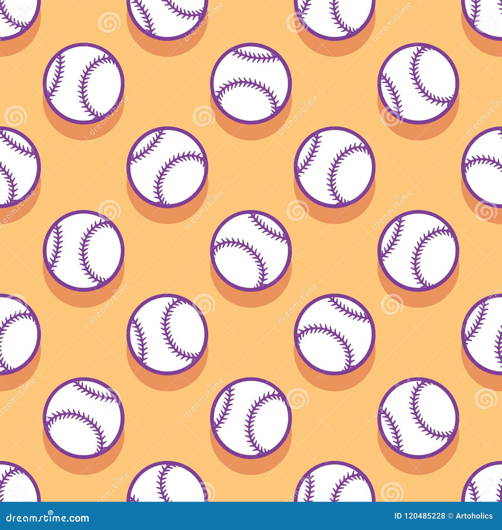 Seamless Pattern with Baseball Softball Ball Graphics. Stock ...