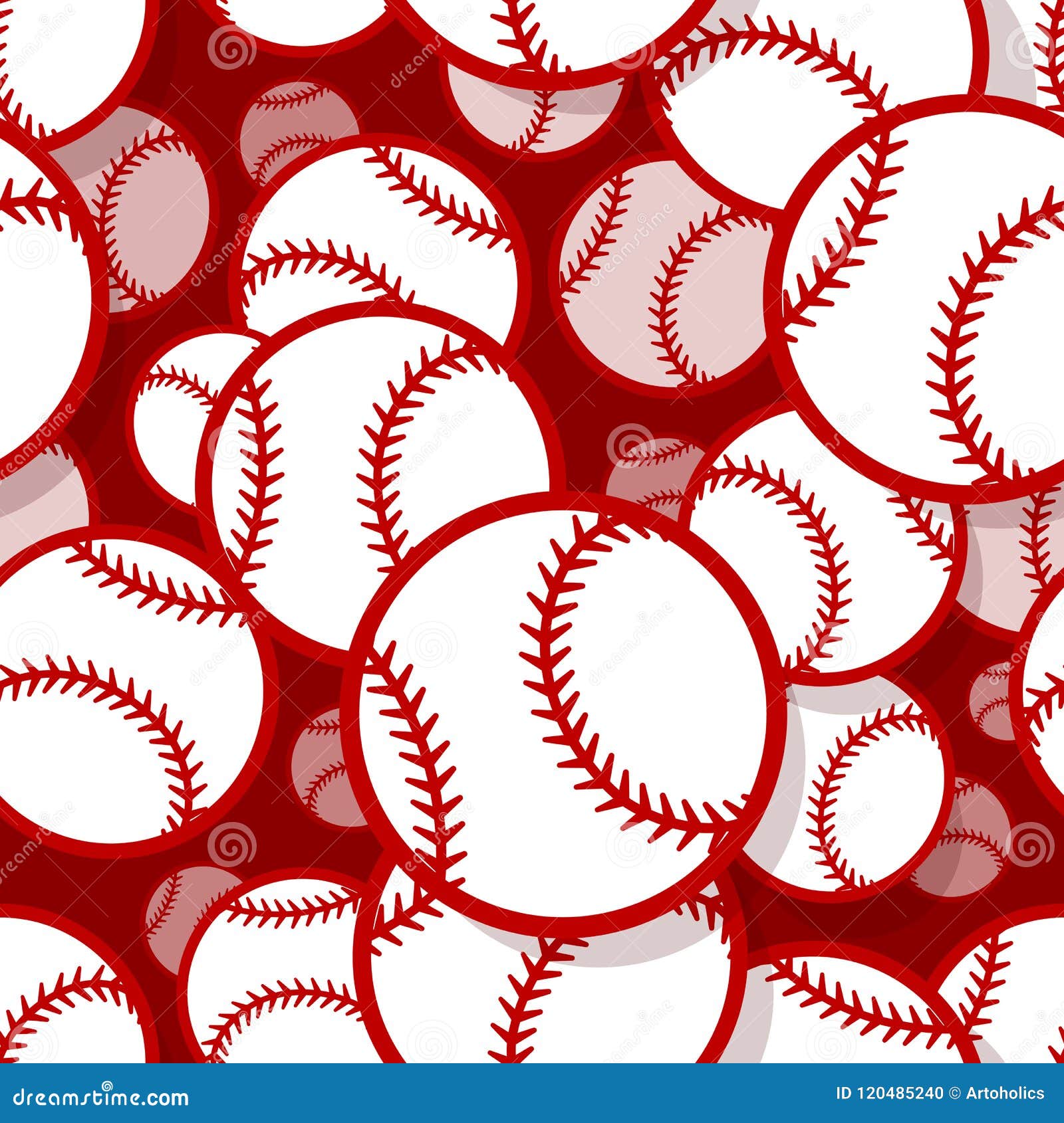 Seamless Pattern with Baseball Softball Ball Graphics. Stock Vector ...