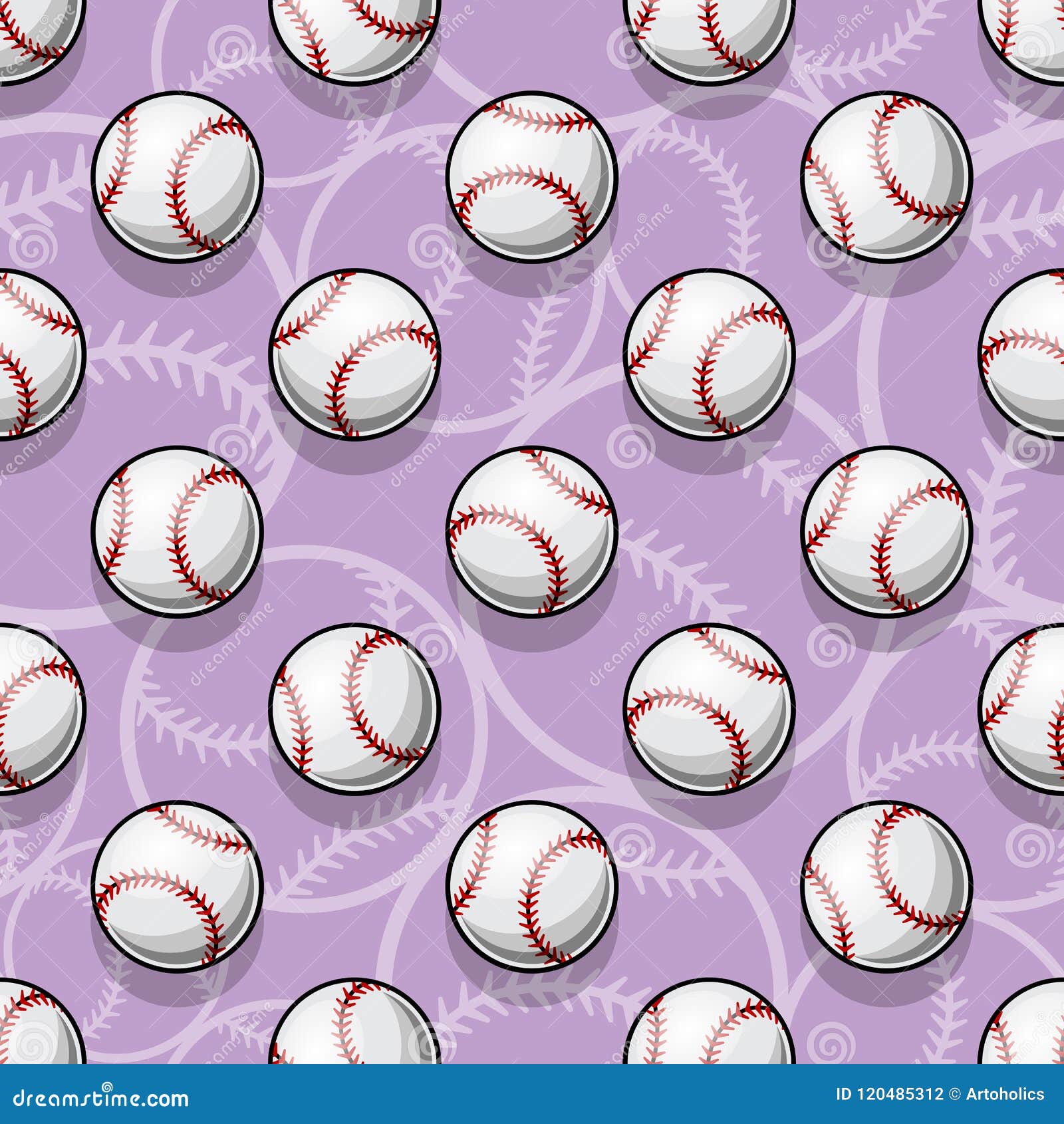 Seamless Pattern with Baseball Softball Ball Graphics. Stock Vector ...