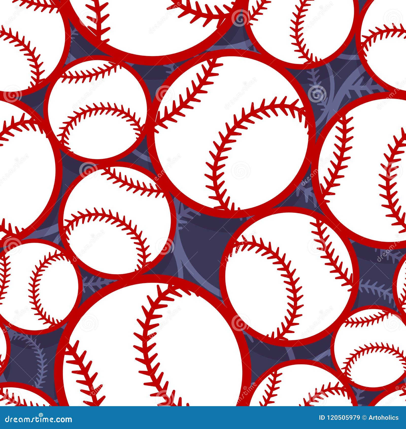 Seamless Pattern with Baseball Softball Ball Graphics. Stock ...