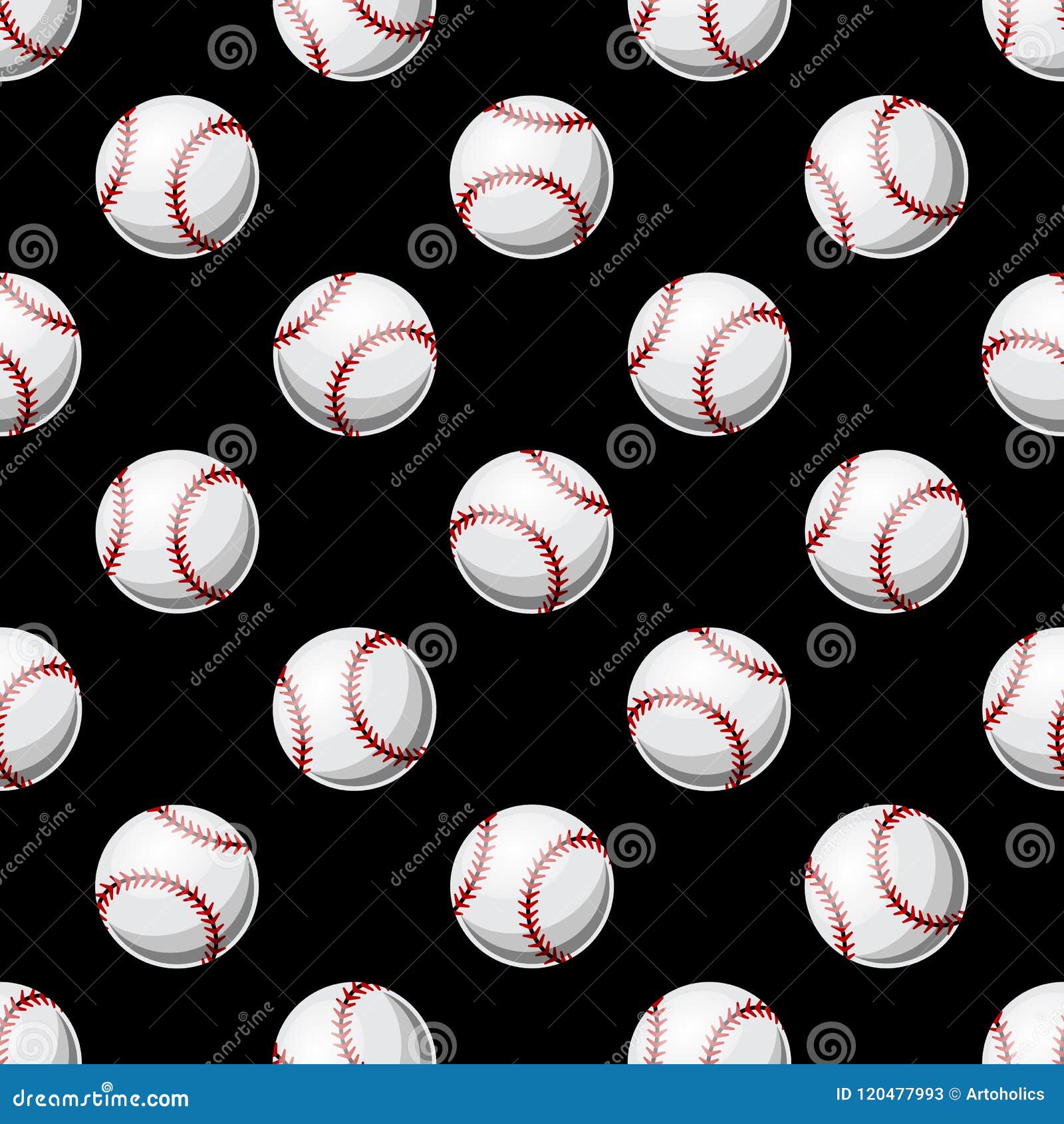 Seamless Pattern with Baseball Softball Ball Graphics. Stock Vector ...