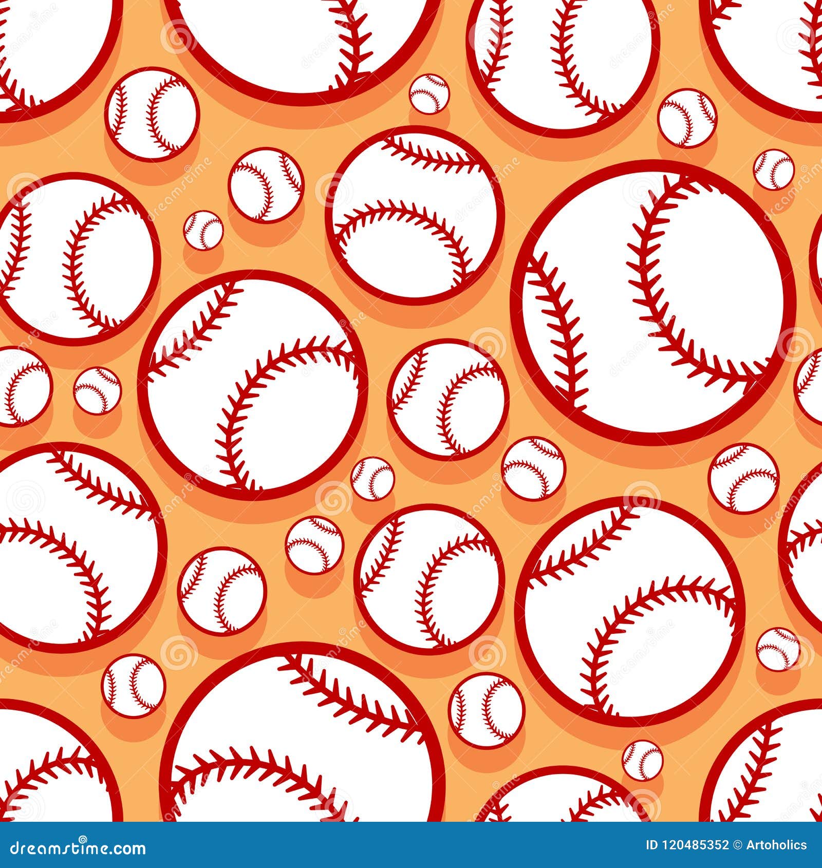 Seamless Pattern with Baseball Softball Ball Graphics. Stock Vector ...