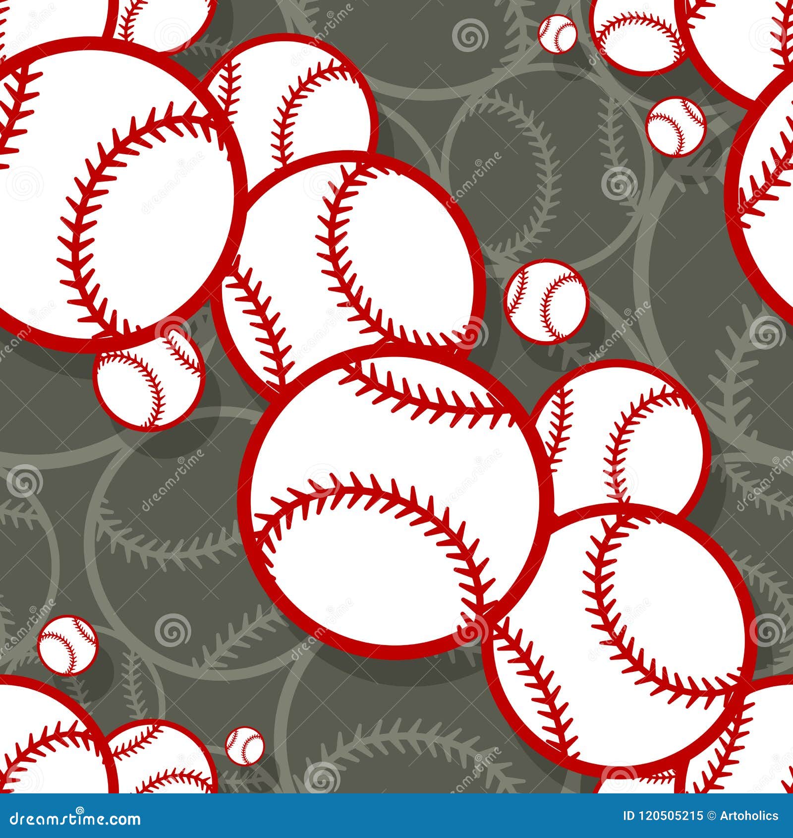 Seamless Pattern with Baseball Softball Ball Graphics. Stock Vector ...