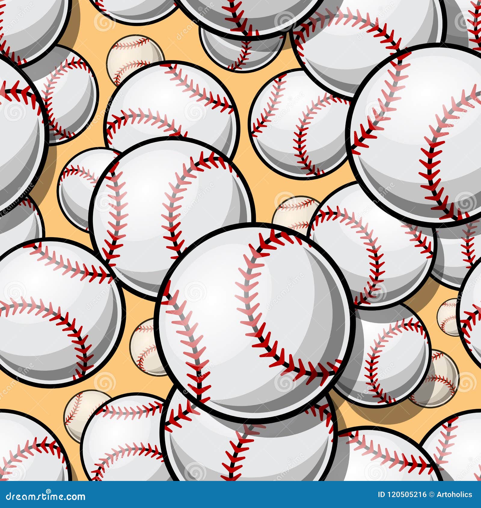 Seamless Pattern with Baseball Softball Ball Graphics. Stock Vector ...
