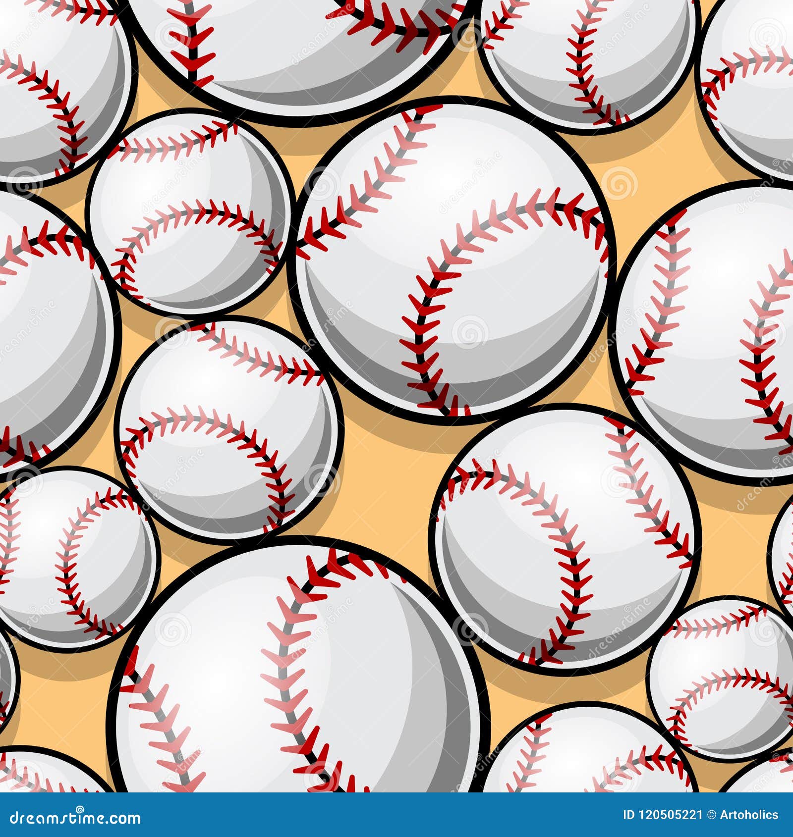 Seamless Pattern with Baseball Softball Ball Graphics. Stock Vector ...