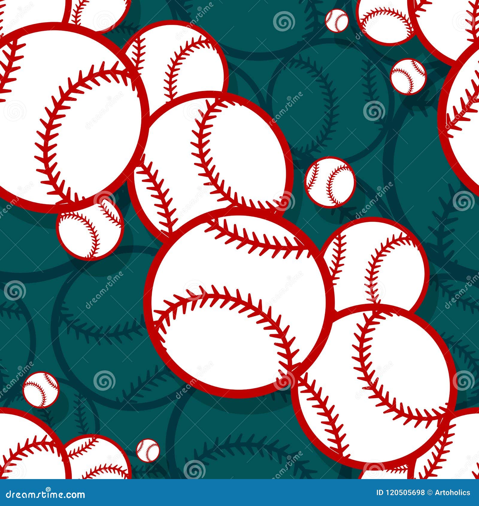 Seamless Pattern with Baseball Softball Ball Graphics. Stock Vector ...