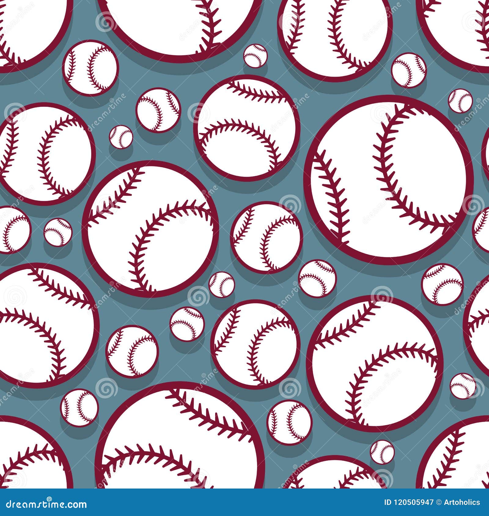 Seamless Pattern with Baseball Softball Ball Graphics. Stock Vector ...