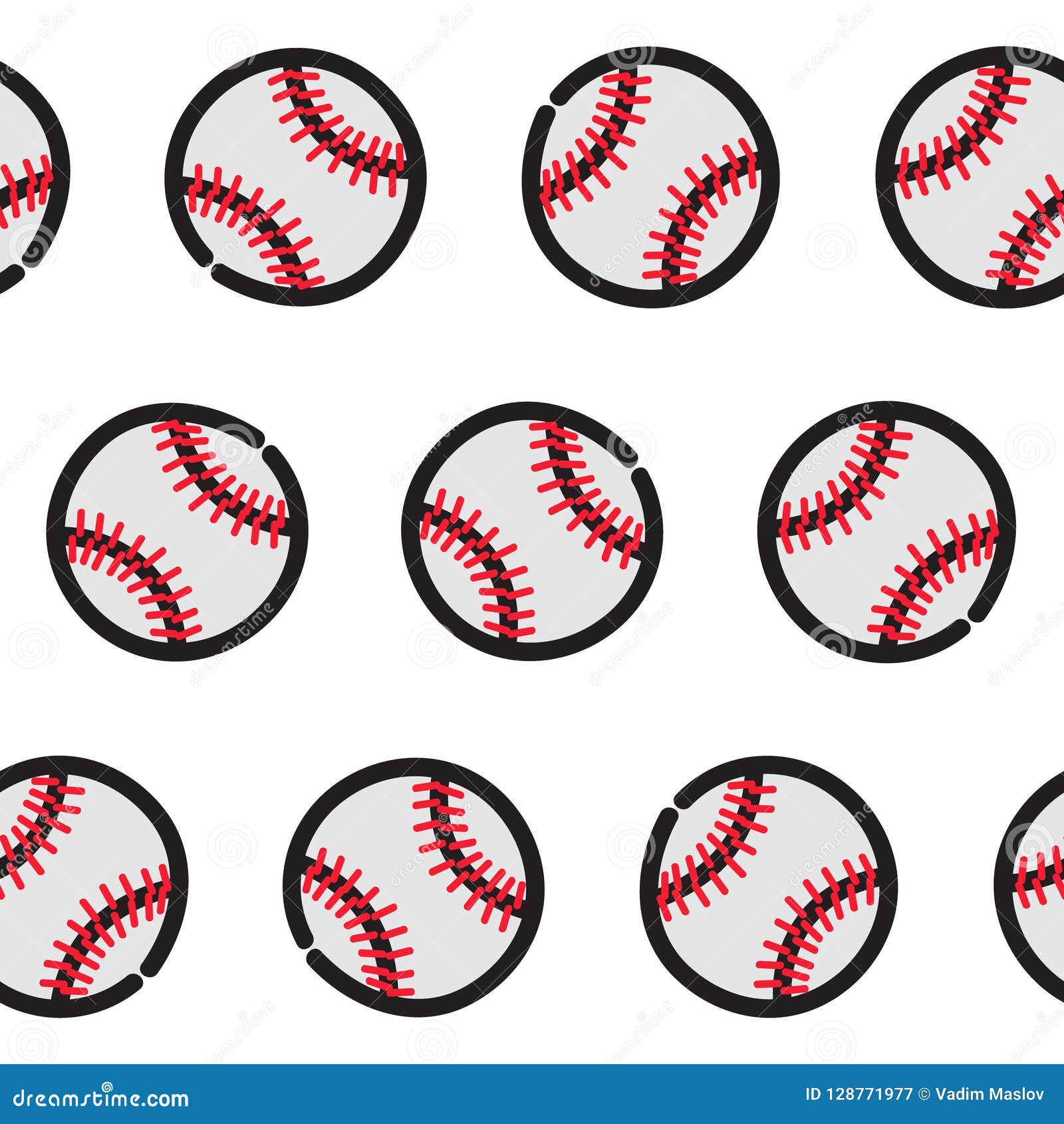 Seamless Pattern with Baseball Softball Balls Graphics. Stock Vector ...