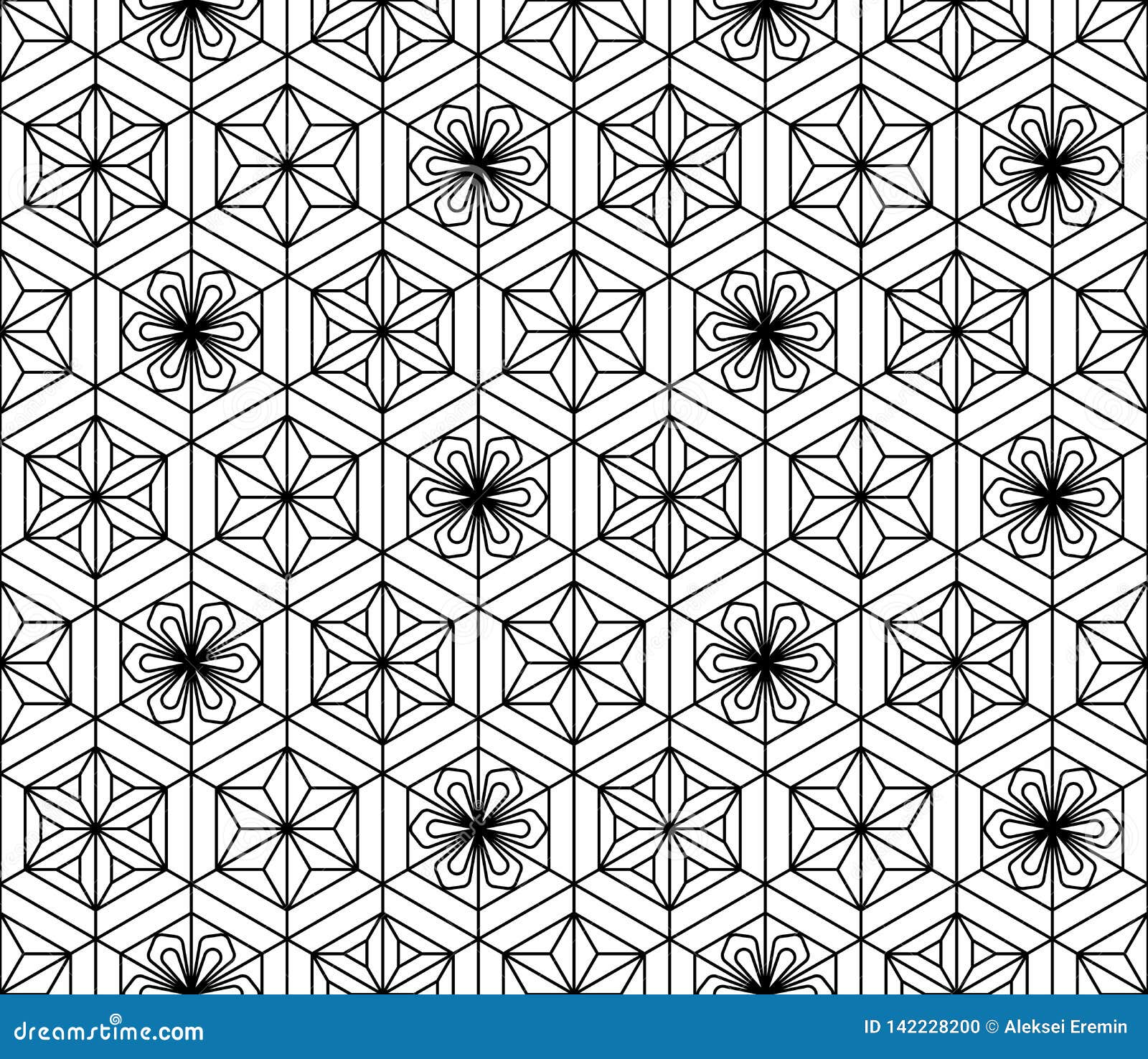 Seamless Pattern Based on Japanese Geometric Ornament .Black and White ...