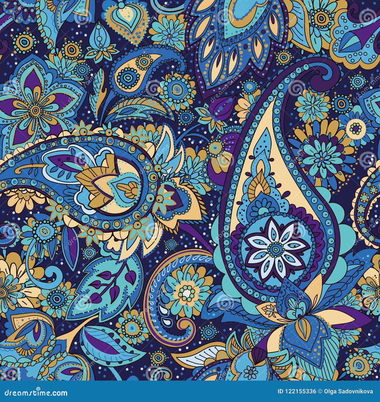 Paisley Seamless Pattern Based On Traditional Oriental Patterns Stock