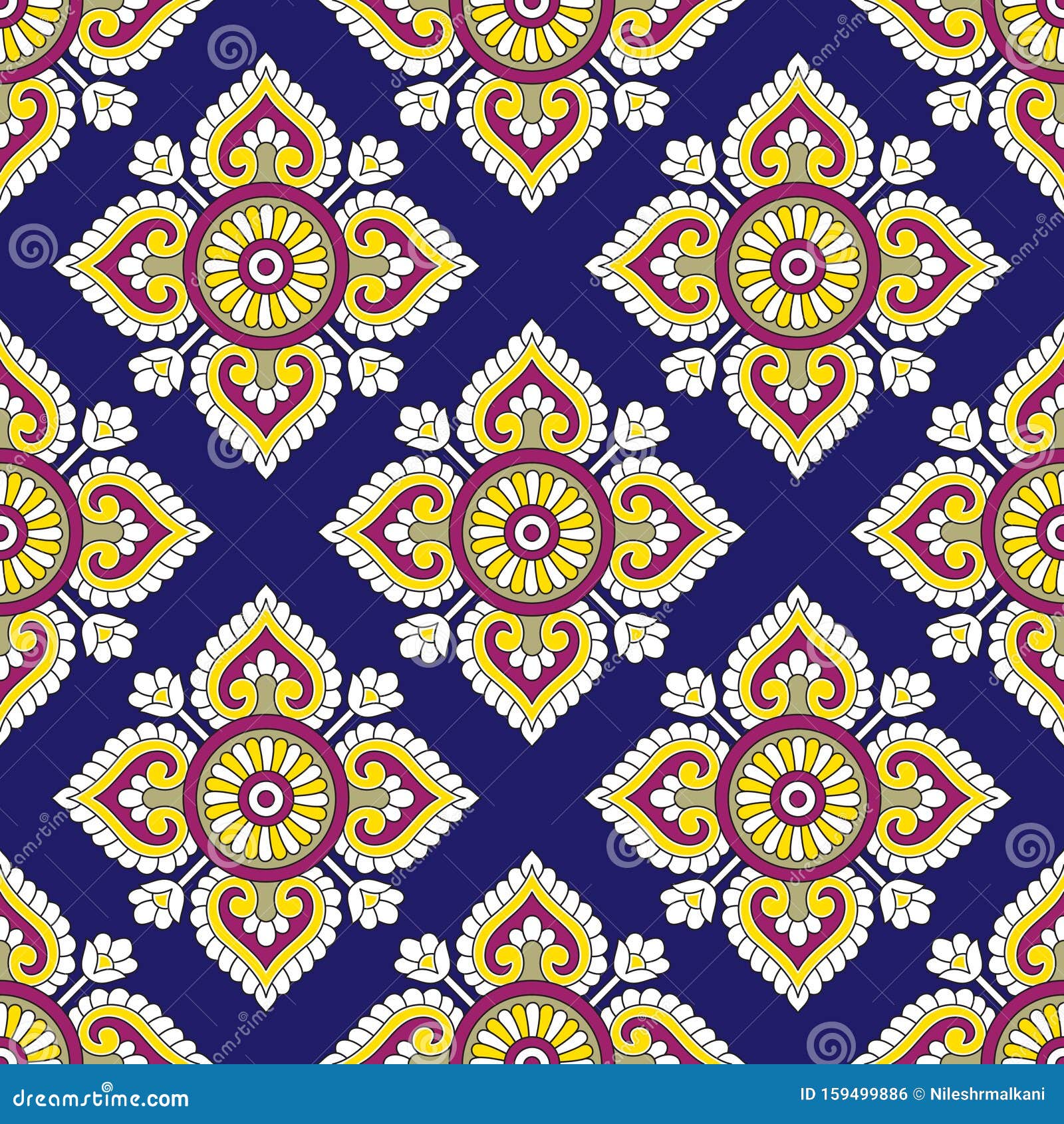 Seamless Pattern Based on Traditional Indian Design Elements Stock ...