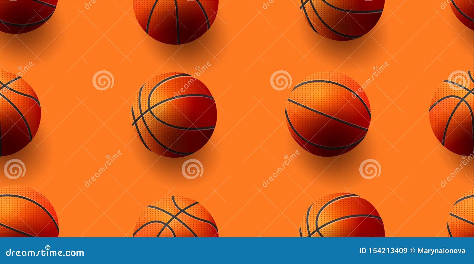 Seamless Pattern with Basketball Balls from Different Sides. Vector ...