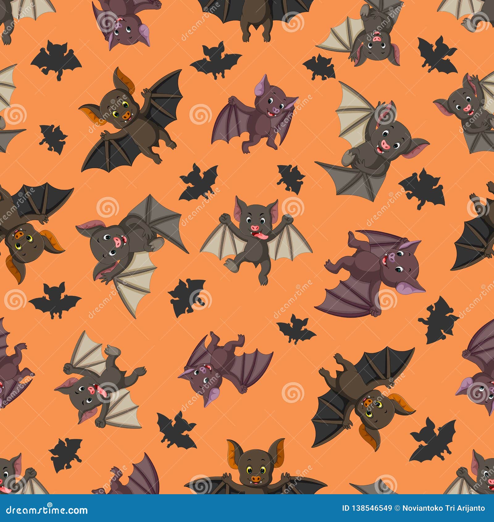 Seamless Pattern with Bat in the Different Posing Stock Vector ...