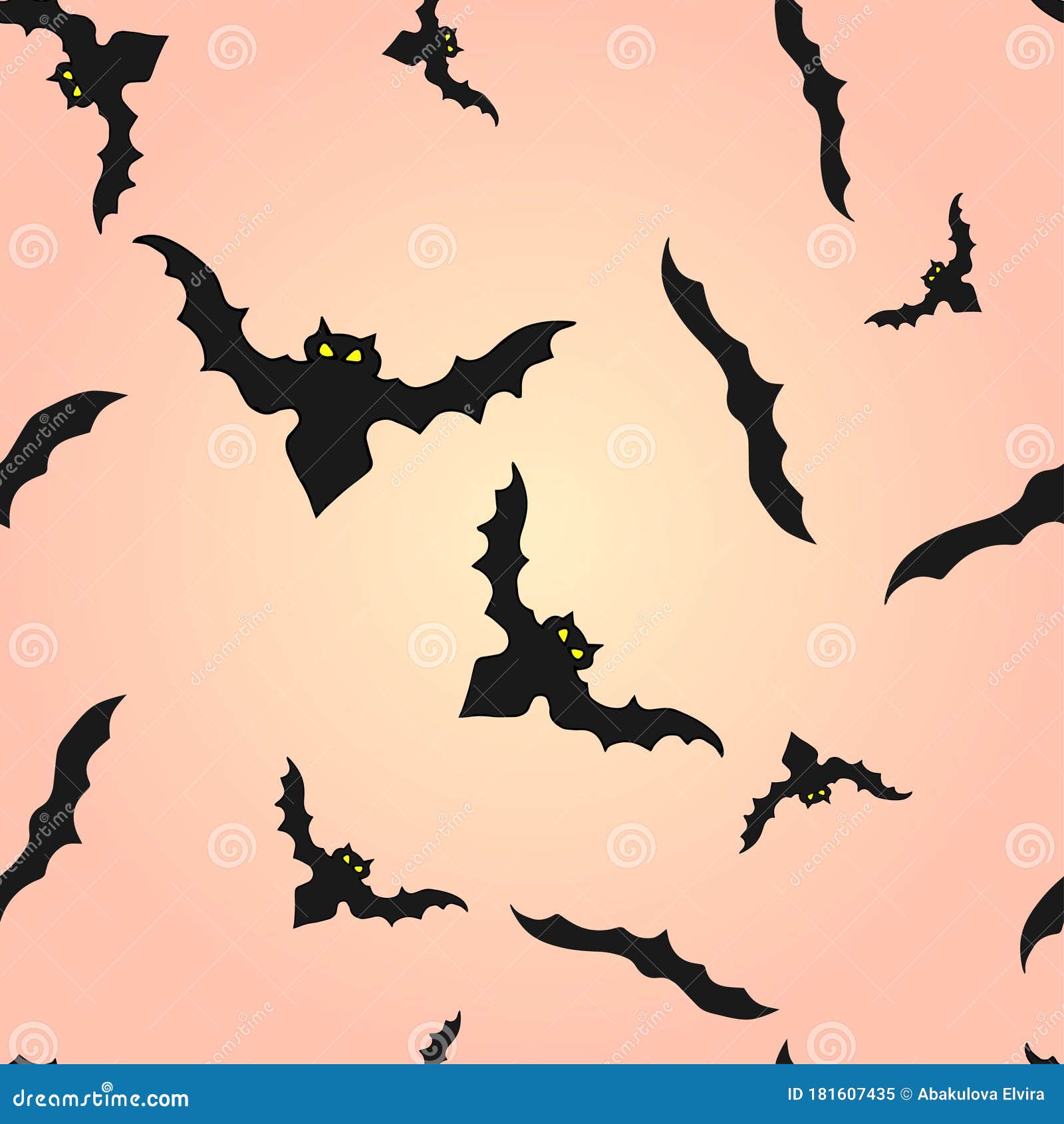 Seamless Pattern with Bats Silhouettes. Printable Template Stock Vector ...