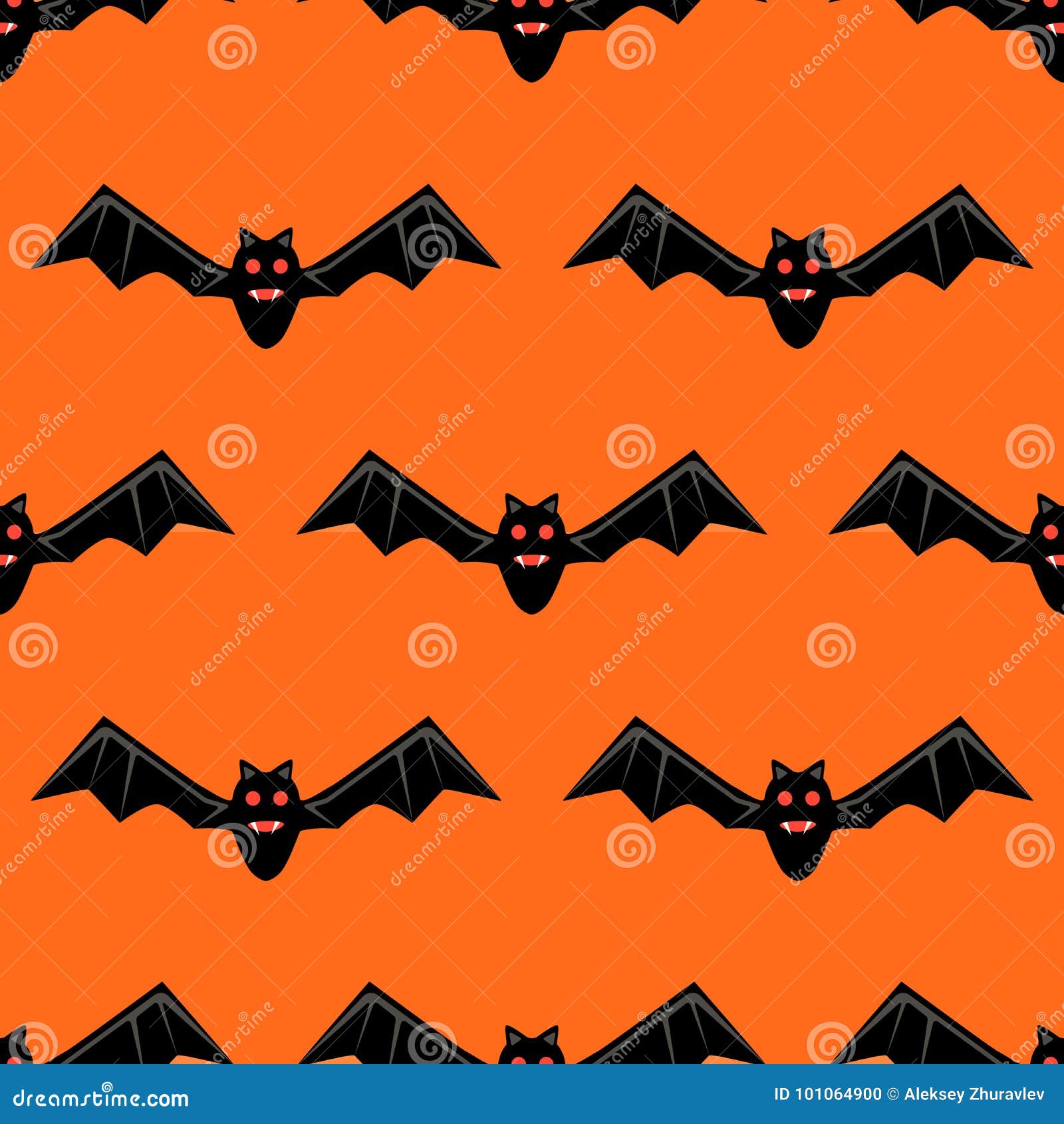 Seamless Pattern with Bats. Vector Bats Isolated on Orange Background ...