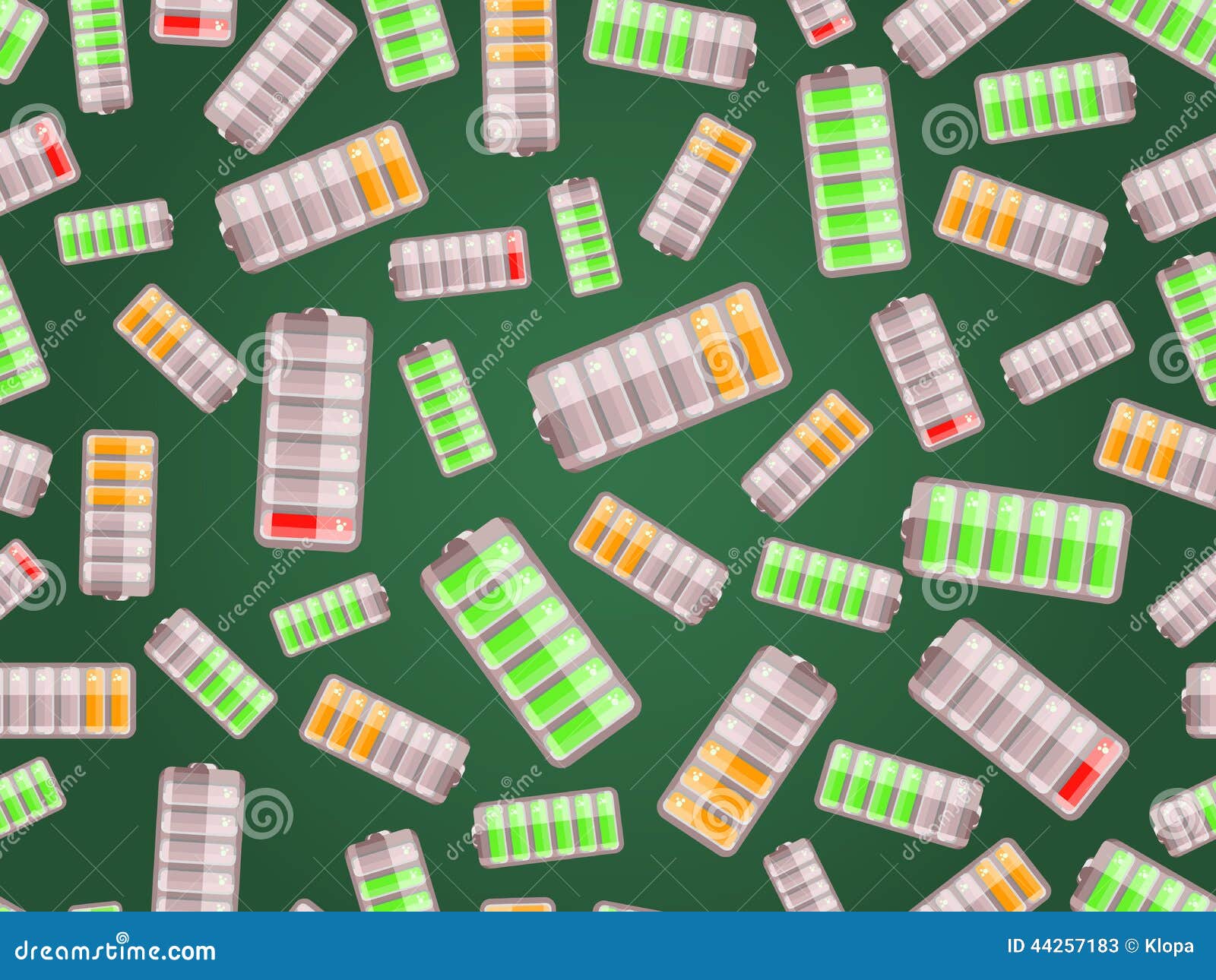 Seamless Pattern with Batteries Charged in Different Level Stock Vector ...