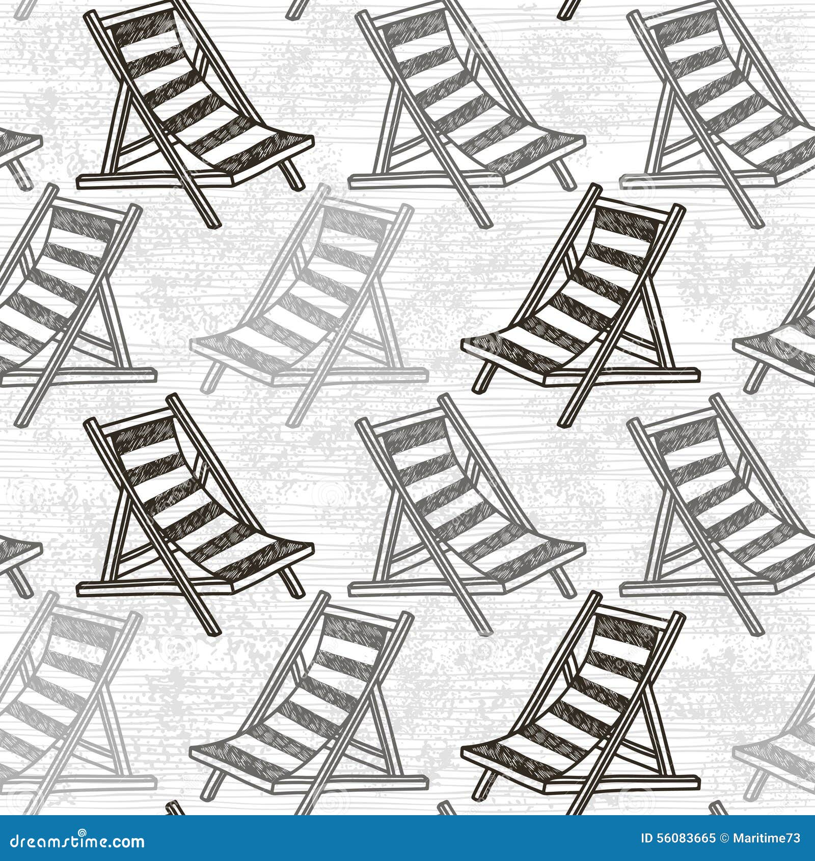 Seamless Pattern with Beach Chaise. Monochrome Background. Stock ...