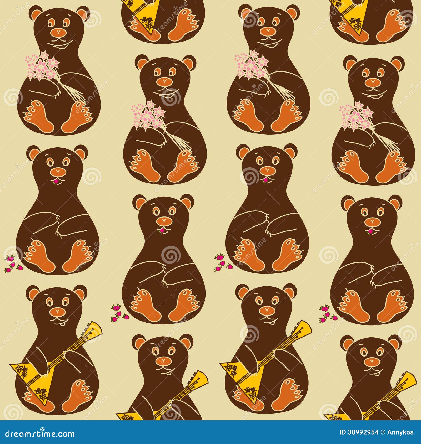 Seamless pattern of bears stock vector. Illustration of bear - 30992954