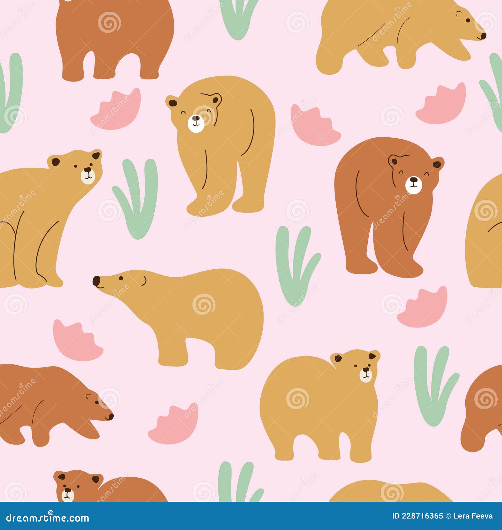 Seamless Pattern with Bears Stock Vector - Illustration of brown, bear ...