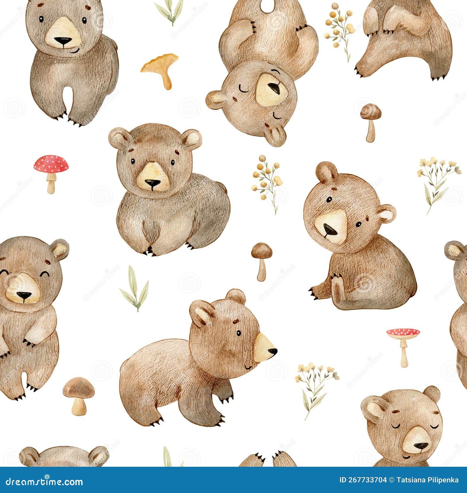 Seamless Pattern with Bears. Stock Illustration - Illustration of baby ...