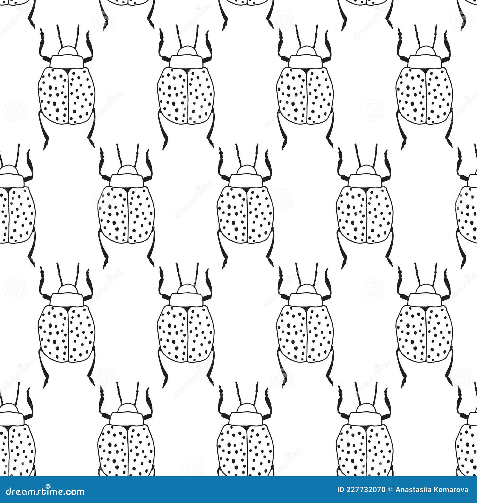 Seamless Pattern with Beatle. Vector Illustration Stock Vector ...