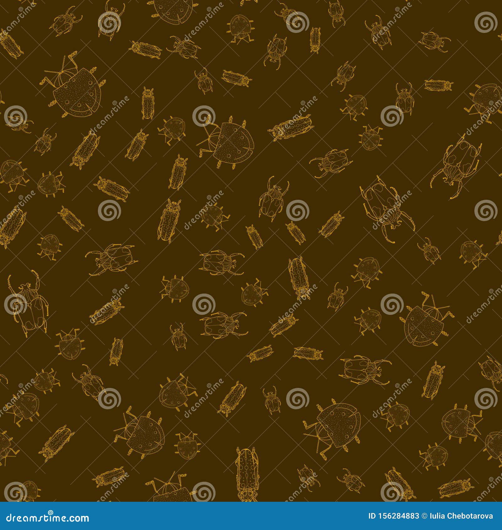 Seamless Pattern with Beatles on the Dark Background Stock Illustration ...