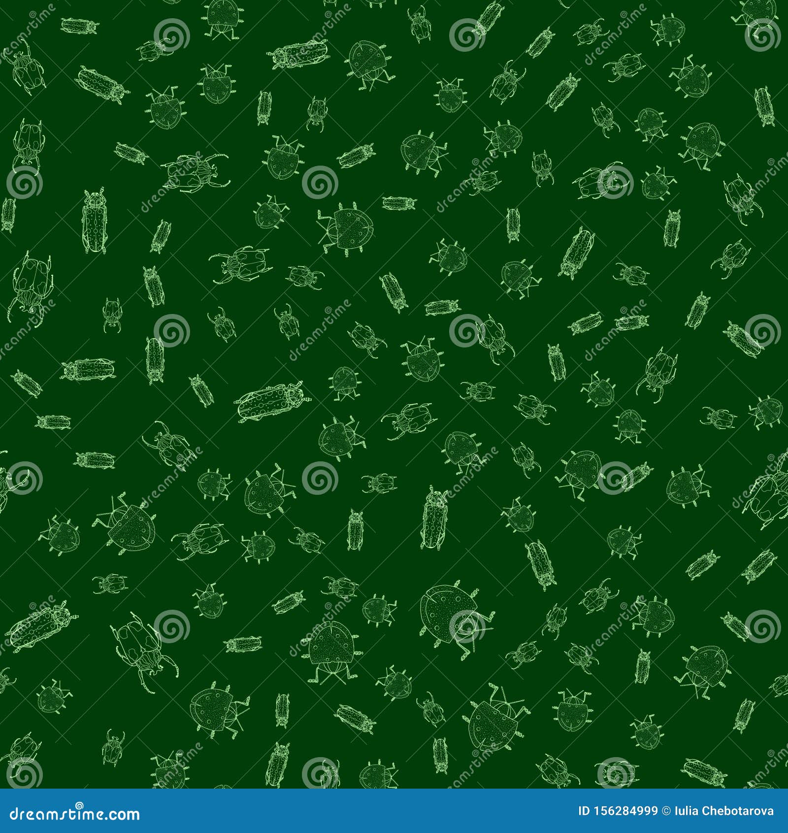 Seamless Pattern with Beatles on the Dark Background Stock Illustration ...