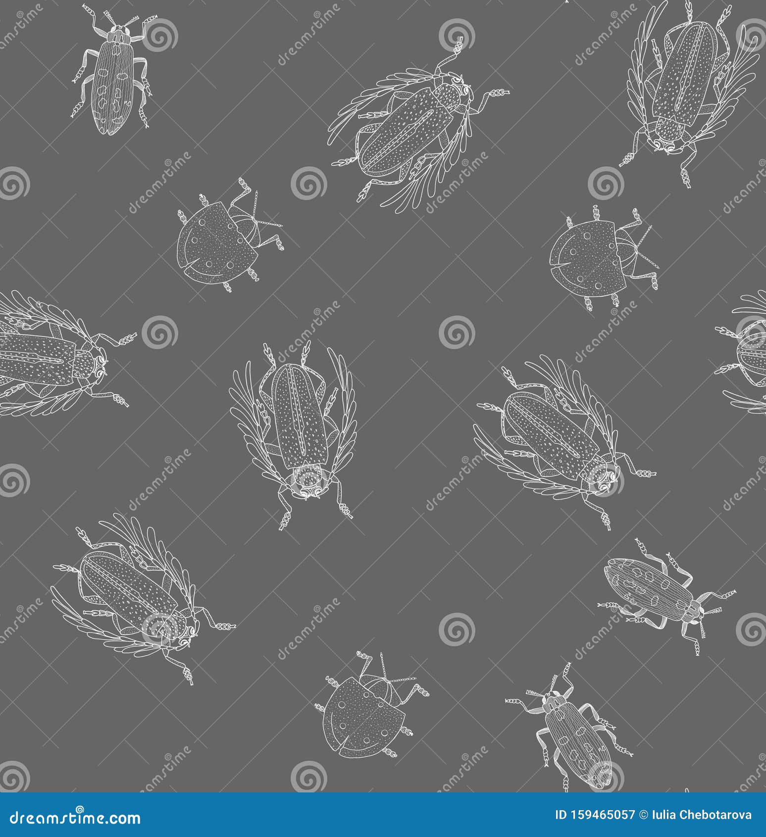 Seamless Pattern with Beatles on the Dark Background Stock Illustration ...