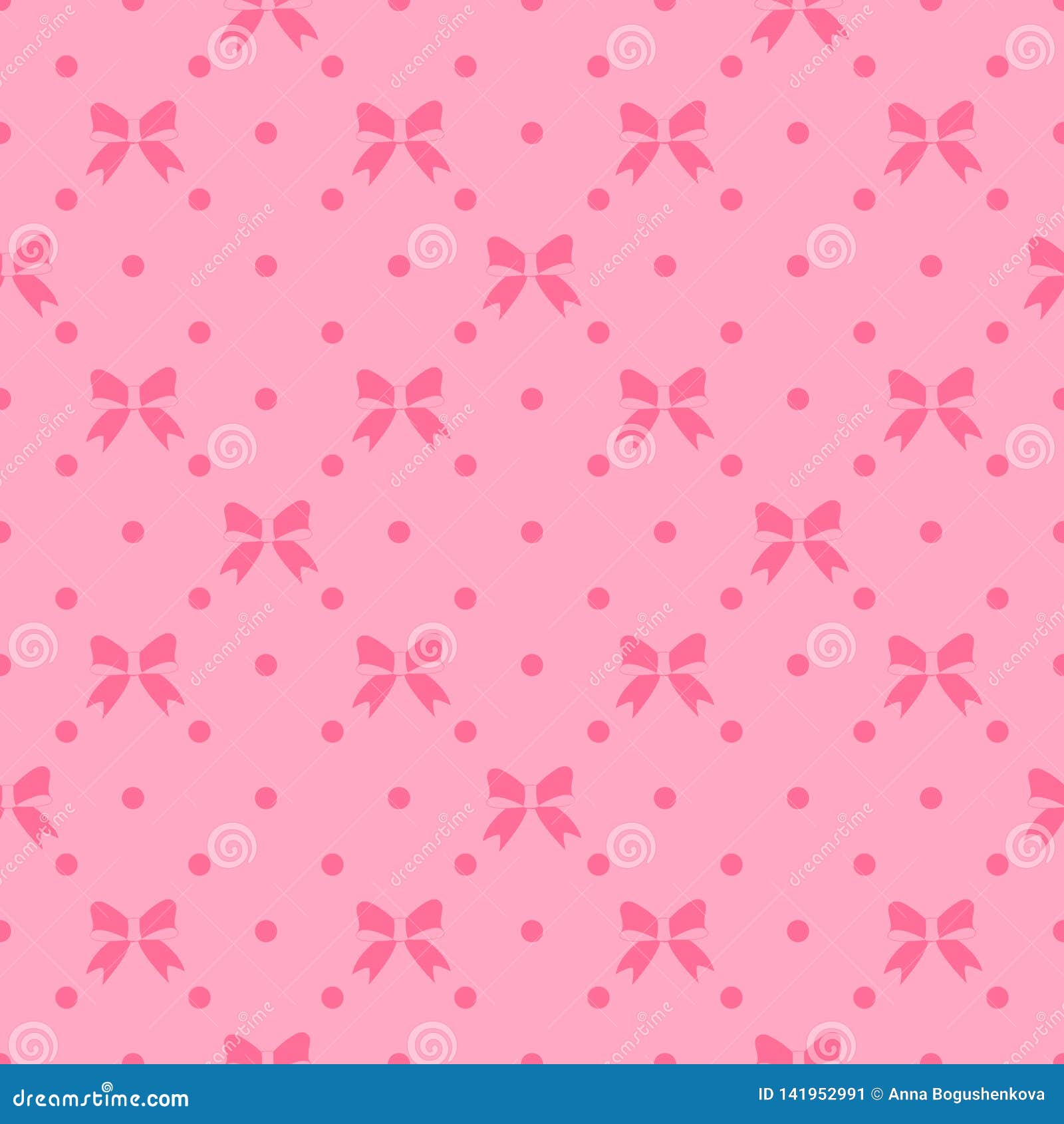 Vector Seamless Pattern with Beautiful Bows on Pink Background Stock ...