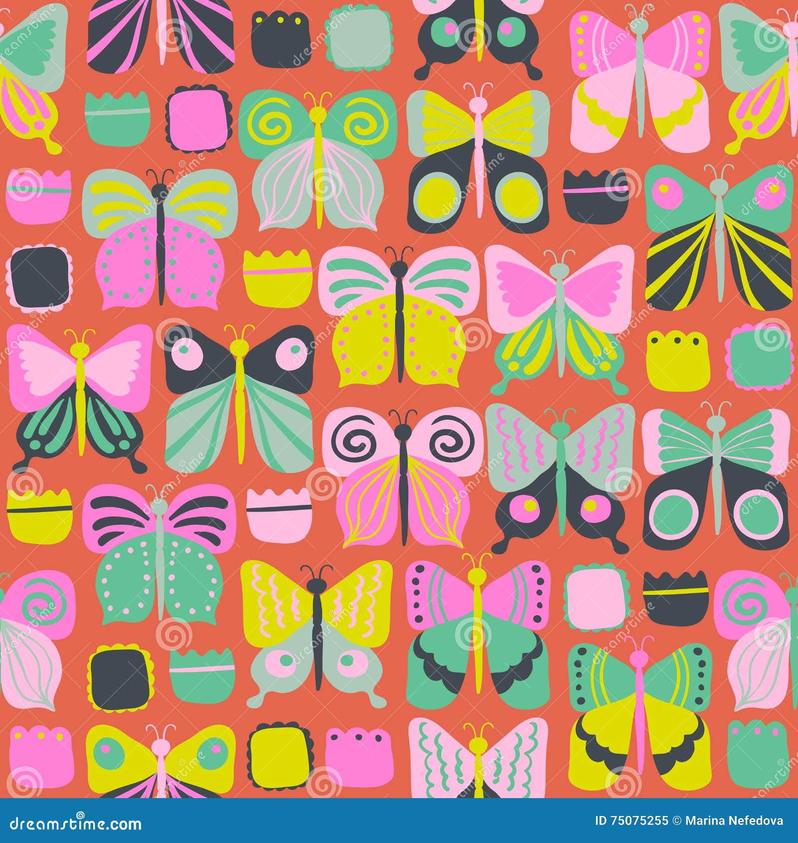 Seamless Pattern with Beautiful Bright Butterflies Stock Illustration ...