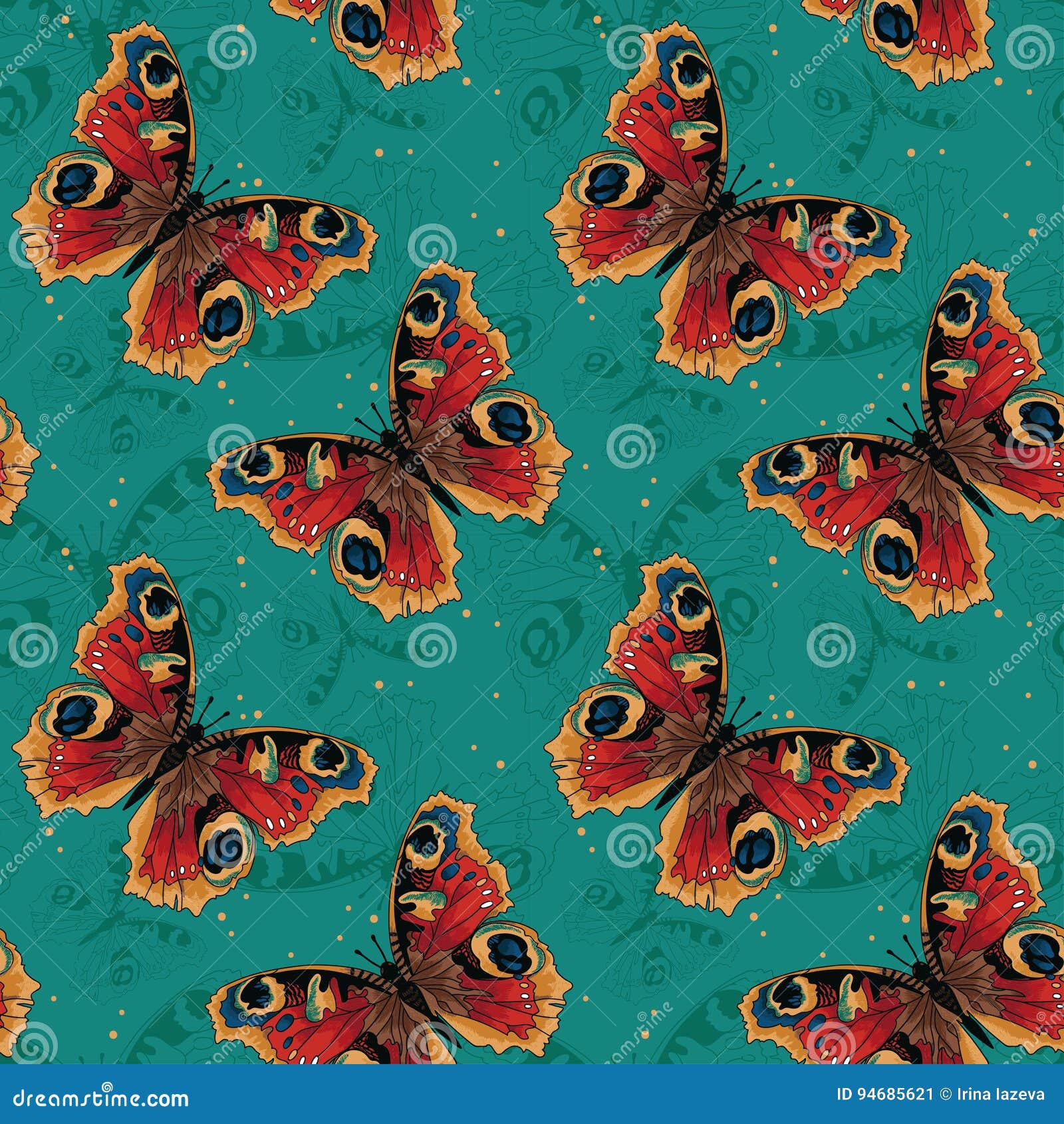 Seamless Pattern with Beautiful Butterflies Stock Vector - Illustration ...