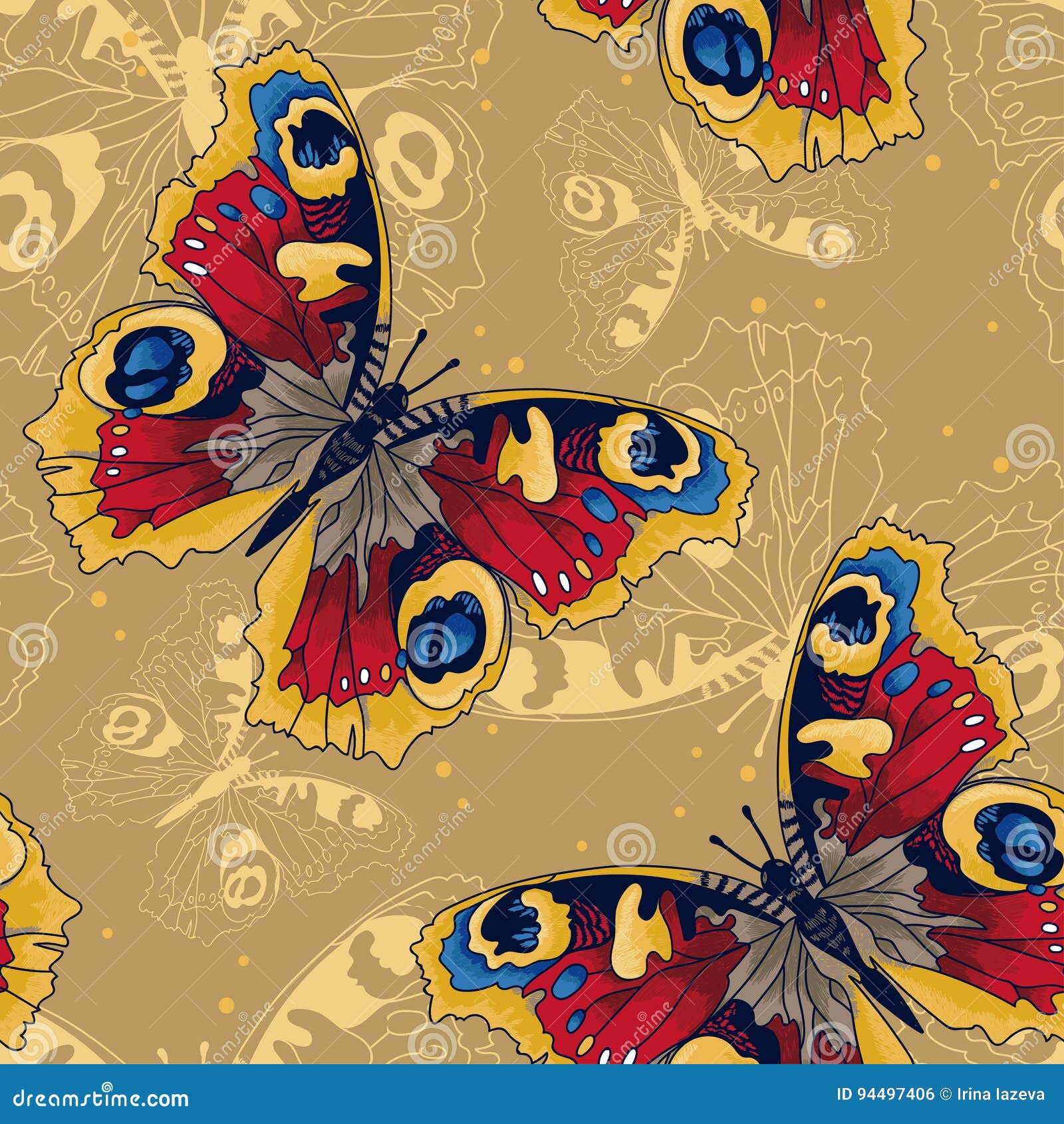 Seamless Pattern with Beautiful Butterflies Stock Vector - Illustration ...