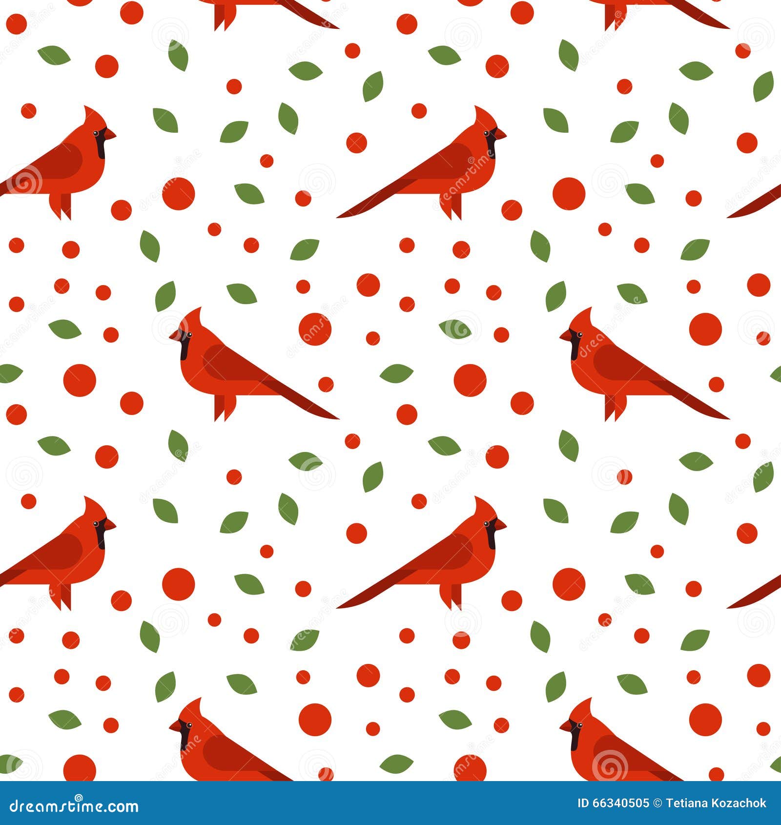 Seamless Pattern with Beautiful Cardinals Stock Vector - Illustration ...