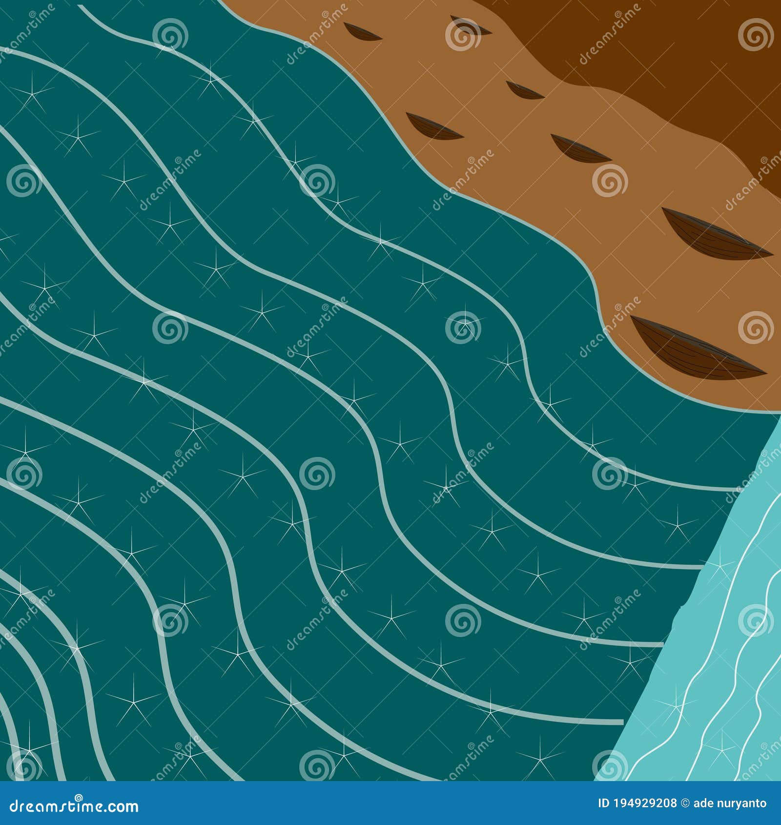 SEAMLESS PATTERN with a BEAUTIFUL COASTAL VIEW THEME Stock Vector ...