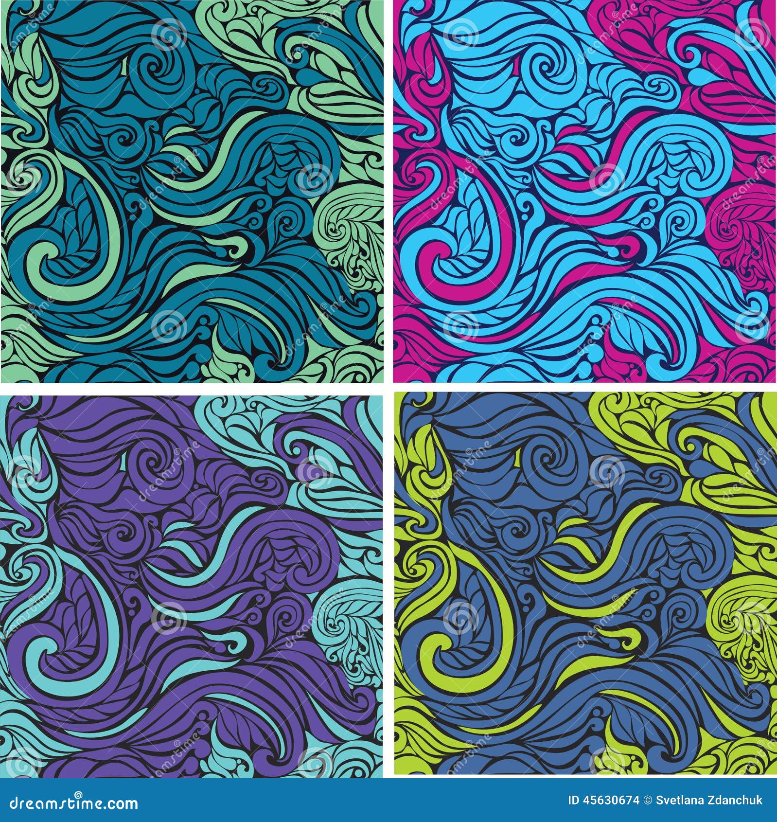 Seamless Pattern Beautiful Decorative Curls Stock Vector - Illustration ...