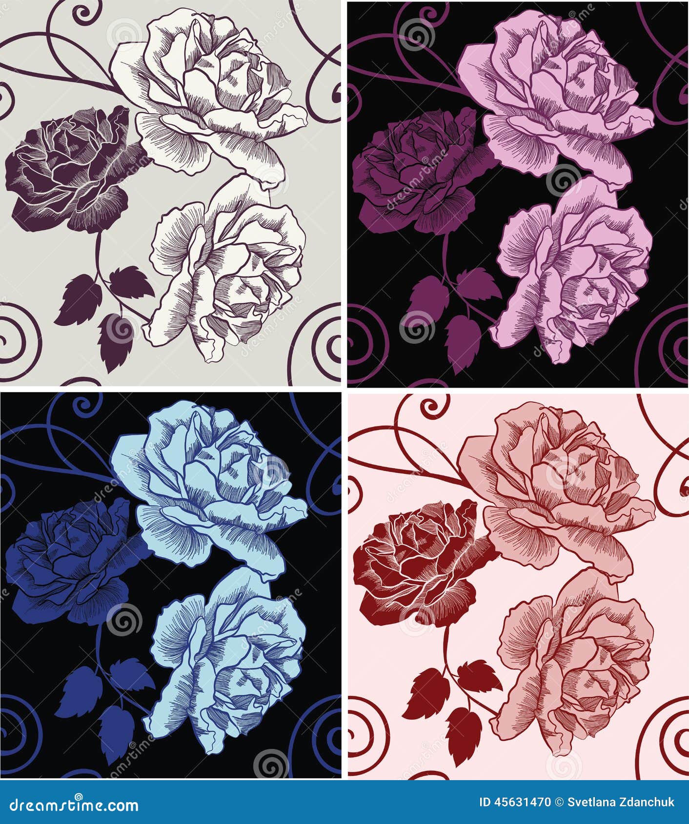 Seamless Pattern Beautiful Decorative Roses Stock Vector - Illustration ...