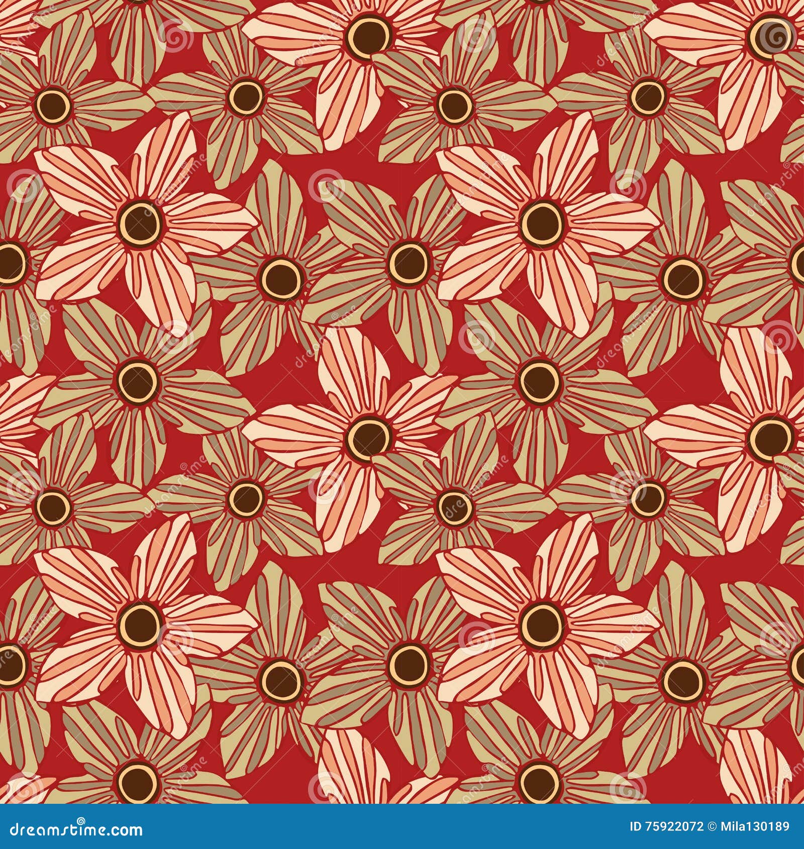 Seamless Pattern with Beautiful Flowers, Background Stock Vector ...